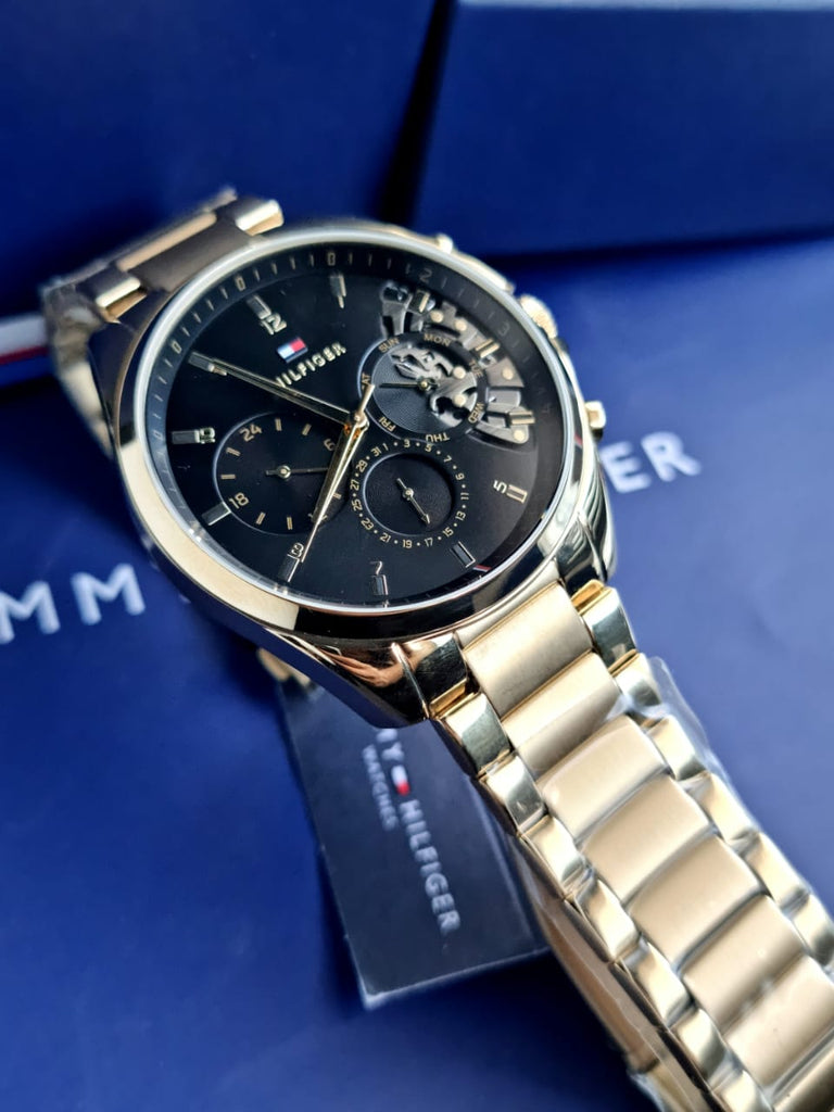 Tommy Hilfiger Men’s Quartz Gold Stainless Steel Black Dial 44mm Watch