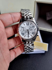Michael Kors Unisex Quartz Stainless Steel Silver Dial 38mm Watch MK5555