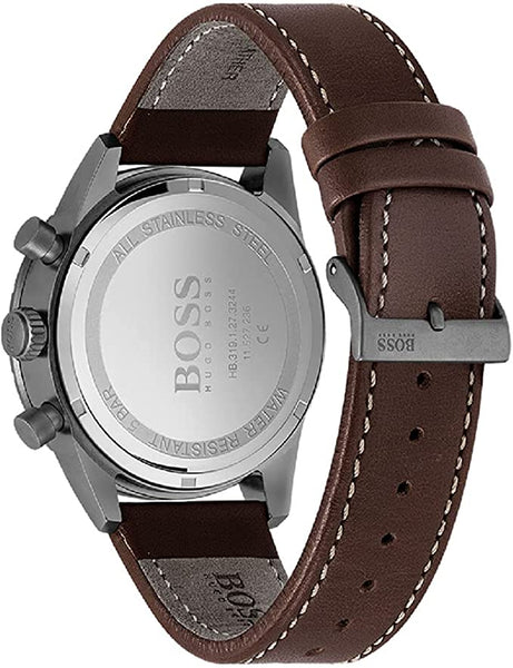 BOSS Chronograph Quartz Watch for Men with Brown Leather Strap - 15138