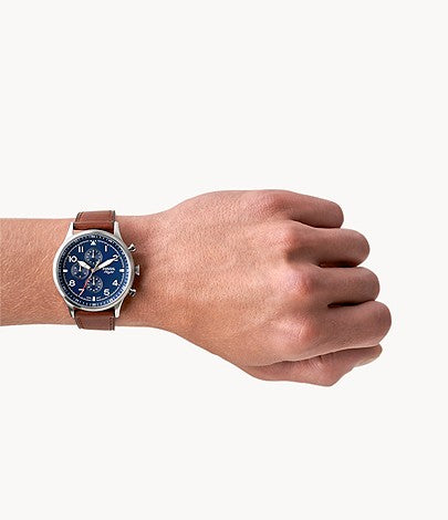 Fossil Retro Pilot Chronograph Brown Eco Leather Watch - FS5832 For Men