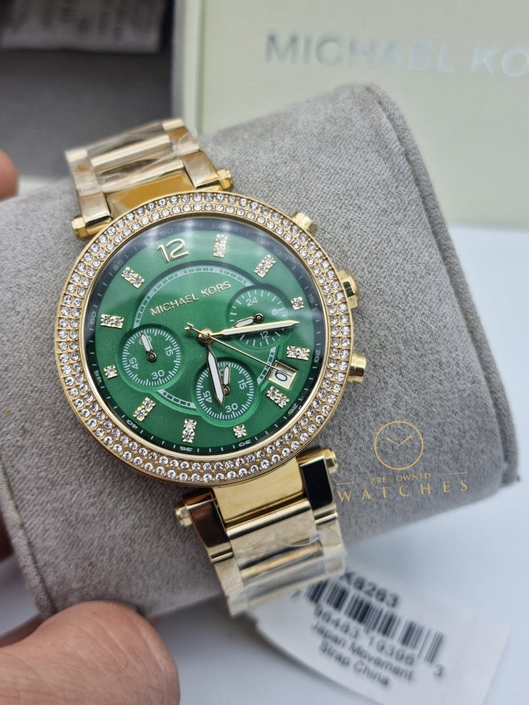 Michael Kors Women’s Quartz Chronograph Stainless Steel Green Dial 38m