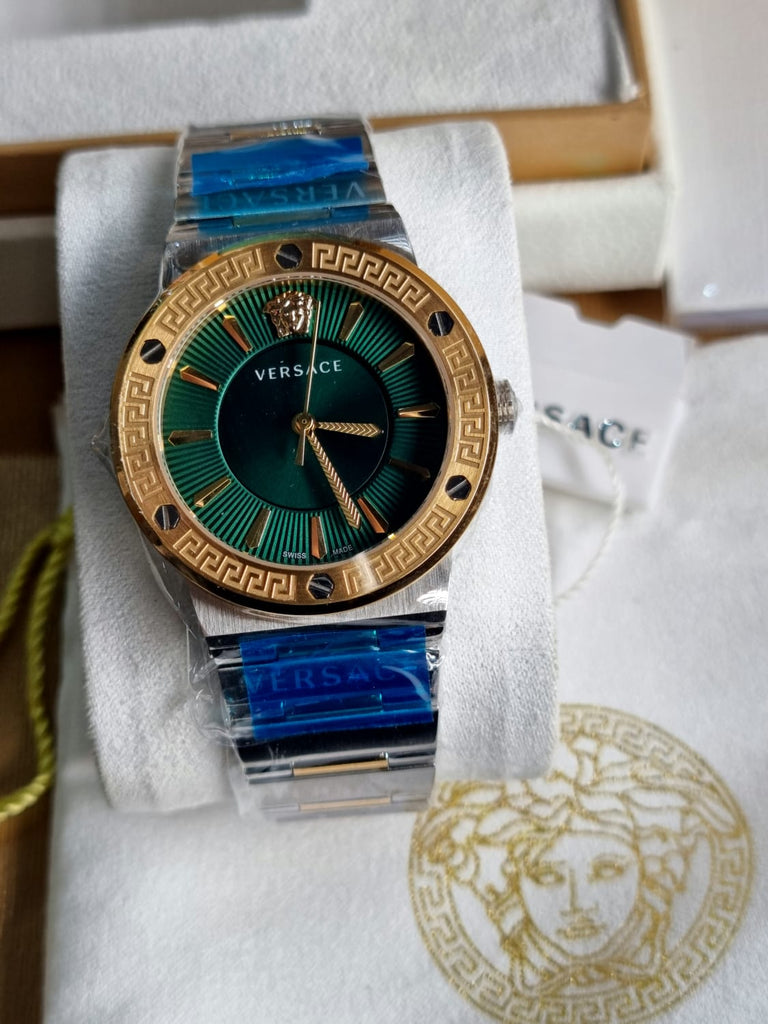 Versace Ladies Watch Greca Logo Two-Tone Green VEVH00720
