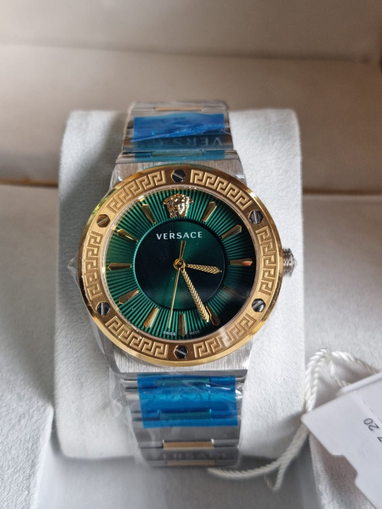 Versace Ladies Watch Greca Logo Two-Tone Green VEVH00720
